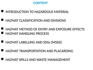 HAZMAT.HAZARDOUS CHEMICALS FOR INDUSTRIAL TRAINING | PPTX