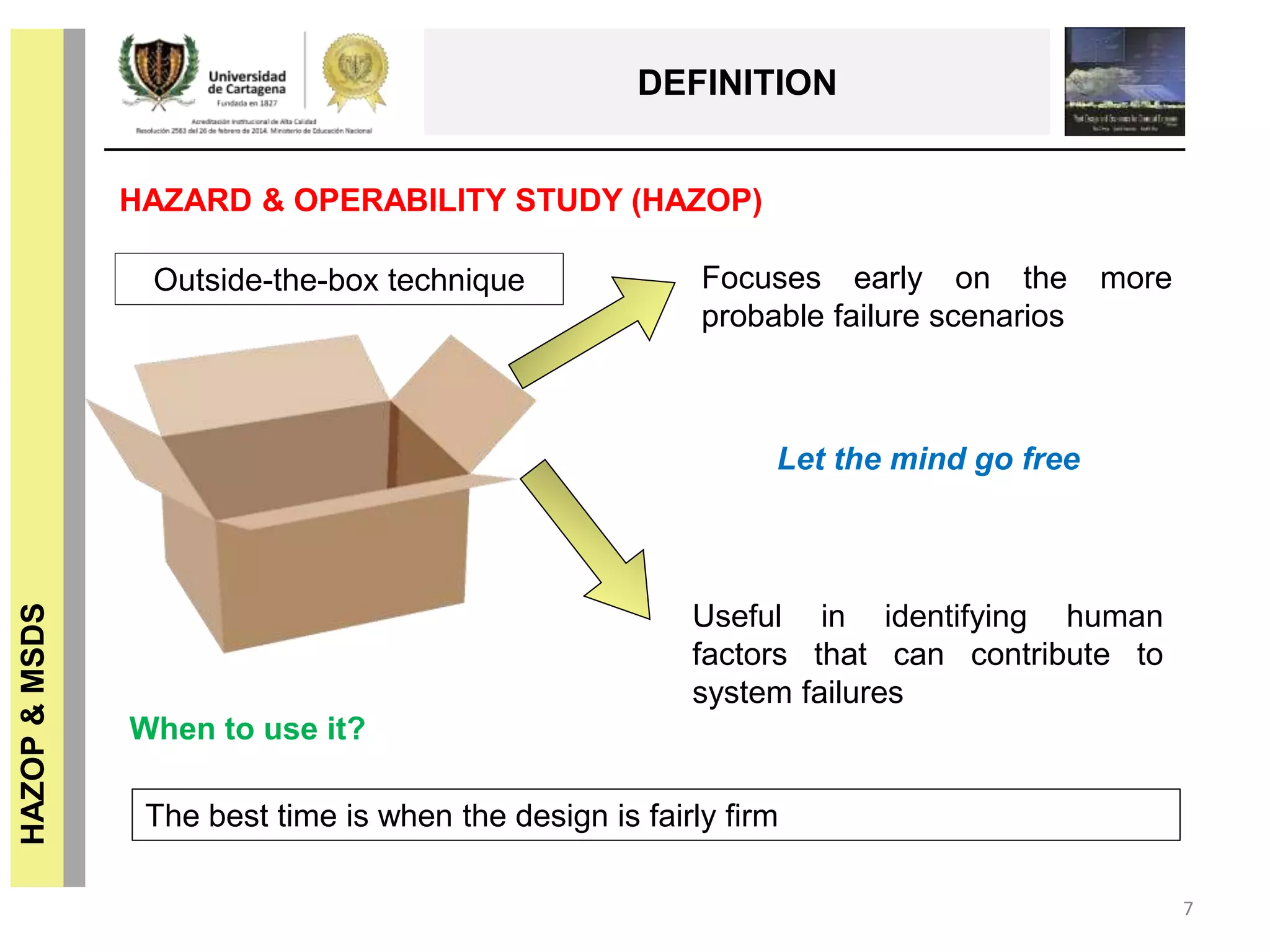 HAZARD & OPERABILITY STUDY (HAZOP) & MATERIAL SAFETY DATA SHEET (MSDS ...