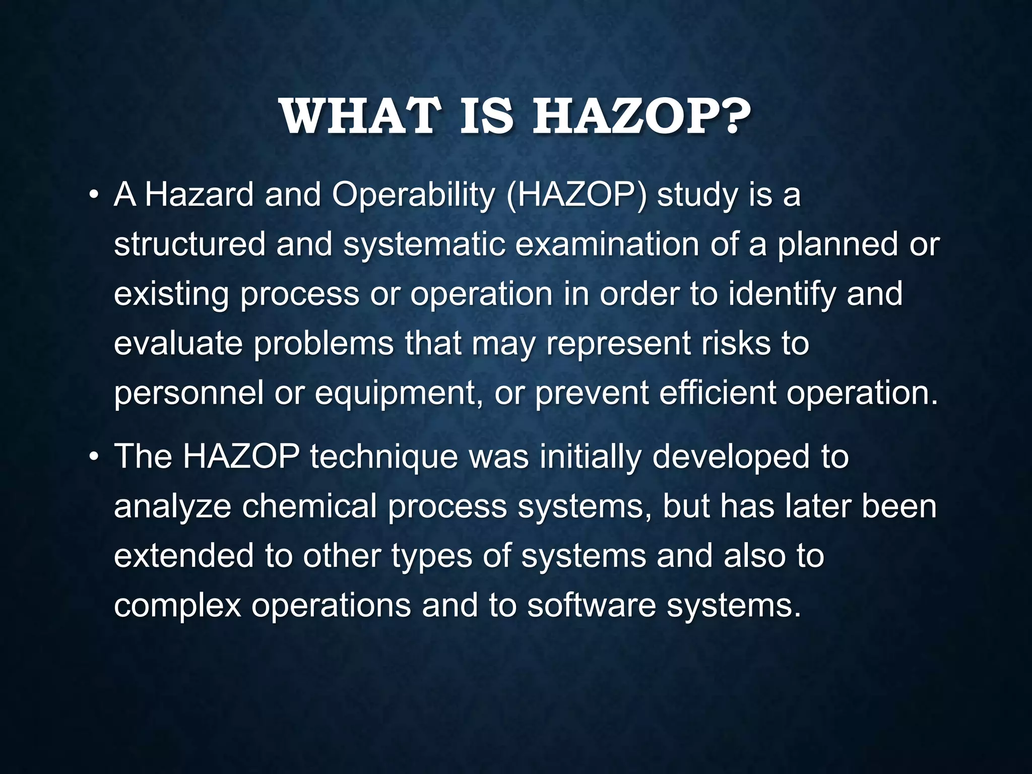 Hazop Hazard and Operability Study | PPTX | Chemistry | Science