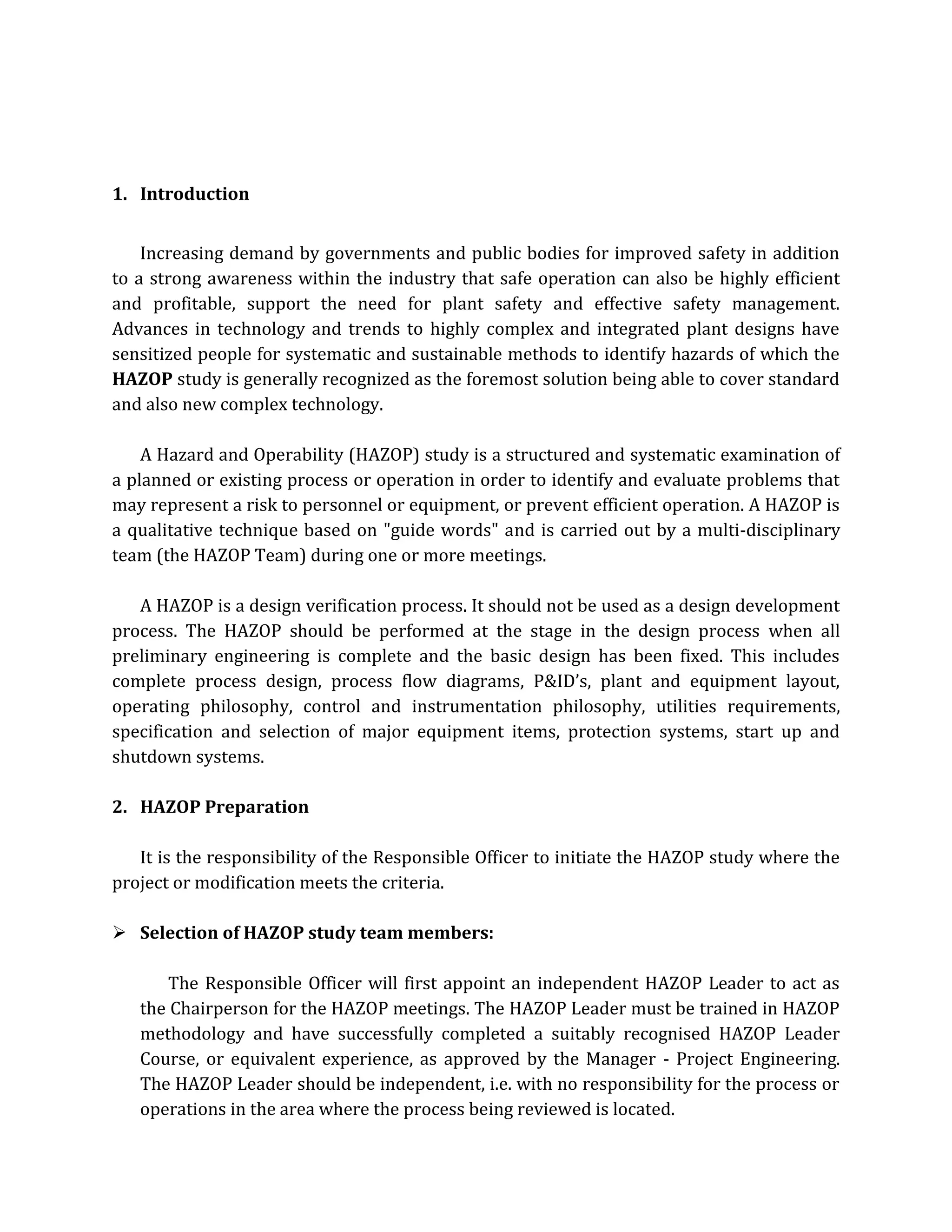 Hazop analysis complete report | DOCX