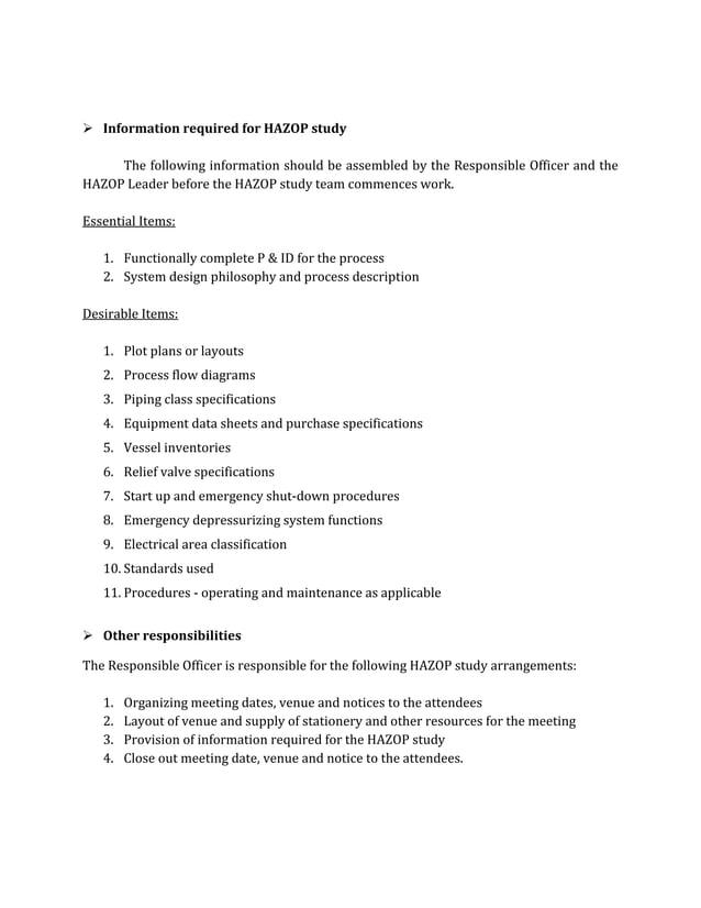 Hazop analysis complete report | DOCX | Chemistry | Science