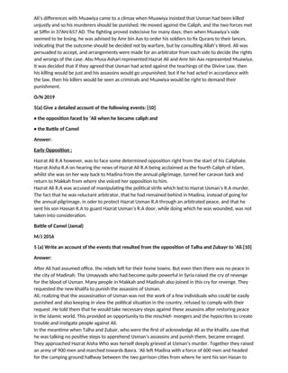 Hazrat Ali, his caliphate and reasons of if martrdom | DOCX