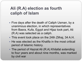 Hazrat ali(ra) | PPTX | Islam | Religion & Spirituality