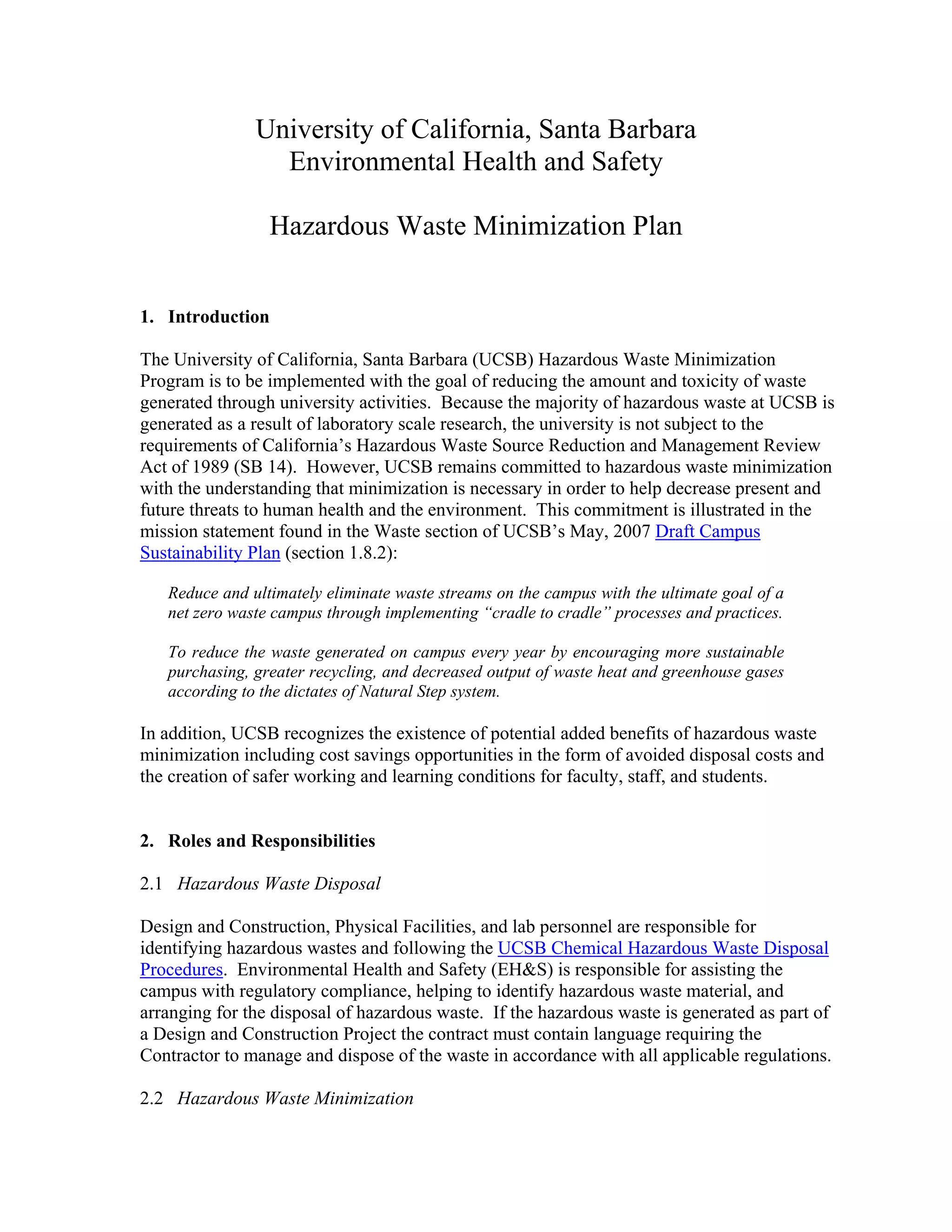 Haz waste minimization_plan | PDF | Environmental Services Industry ...
