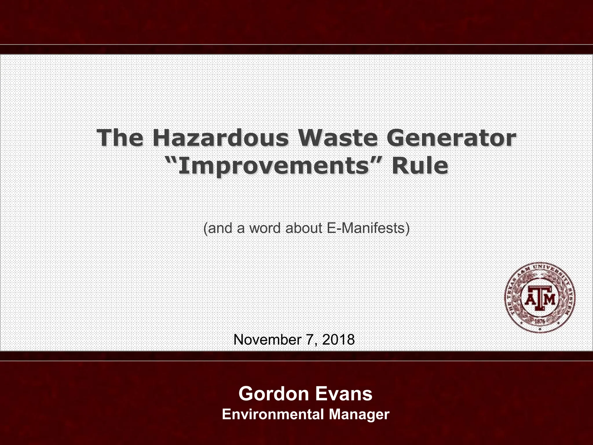 Hazardus Wastes generator important rule .pptx