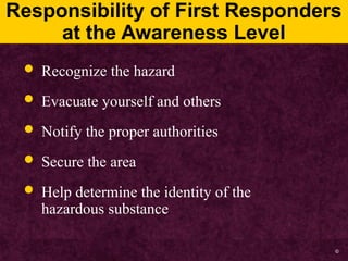 HAZWOPER Awareness Level technique presentation | PPT