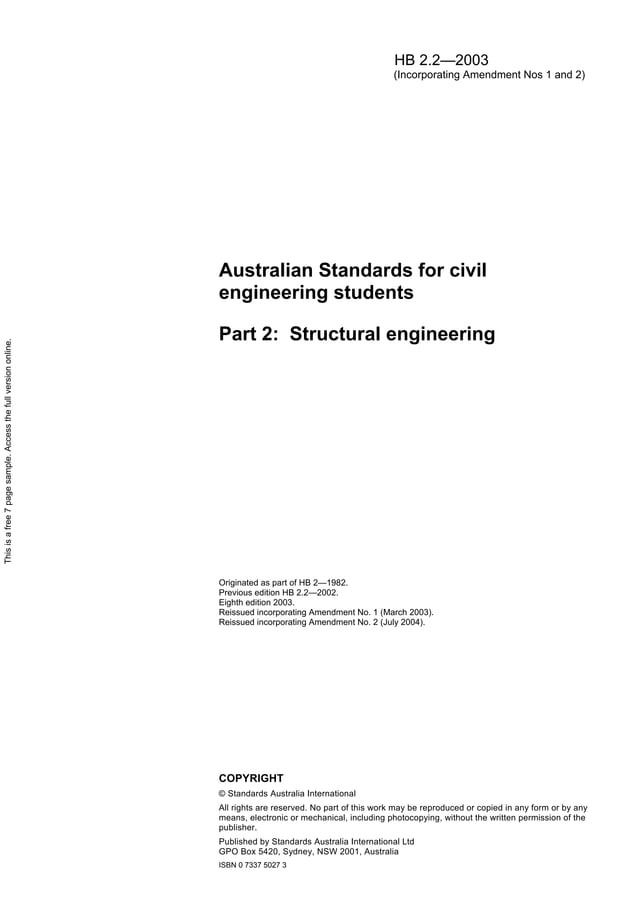 Hb2.2 2003 civil engeering standards students - structural engineering | PDF