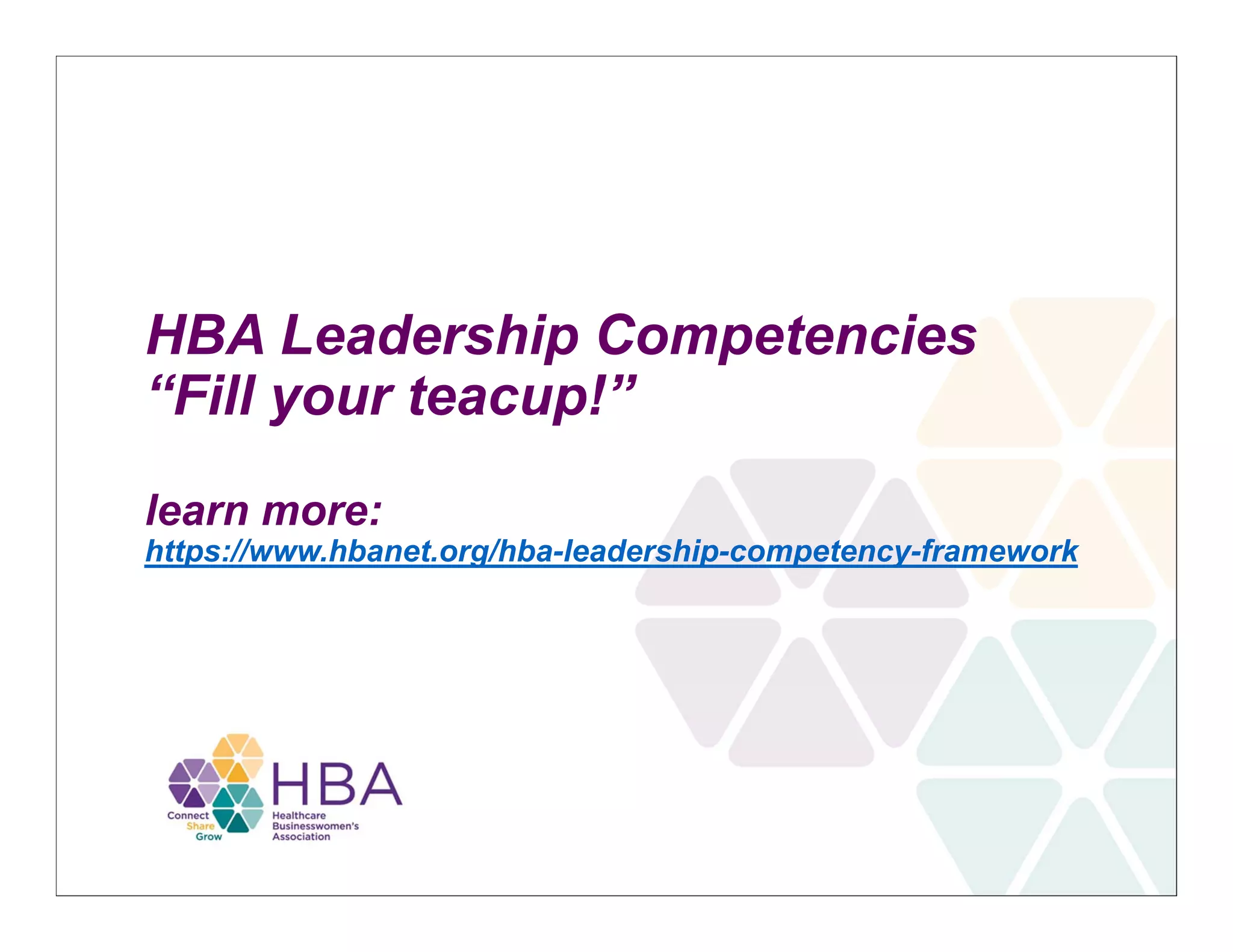 HBA Leadership Competency Framework - teacup exercise | PDF