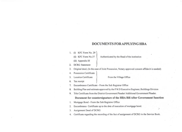 Hba all documents ,forms and instructions kerala | PDF