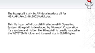 What is hbaapi.dll? | PPT