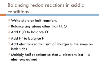H Balancing Redox Reaction H Balancing Redox Reaction | PPT