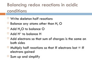 H Balancing Redox Reaction H Balancing Redox Reaction | PPT