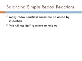H Balancing Redox Reaction H Balancing Redox Reaction | PPT