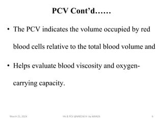 Hb and PCV estimation.for MBchB year III | PDF