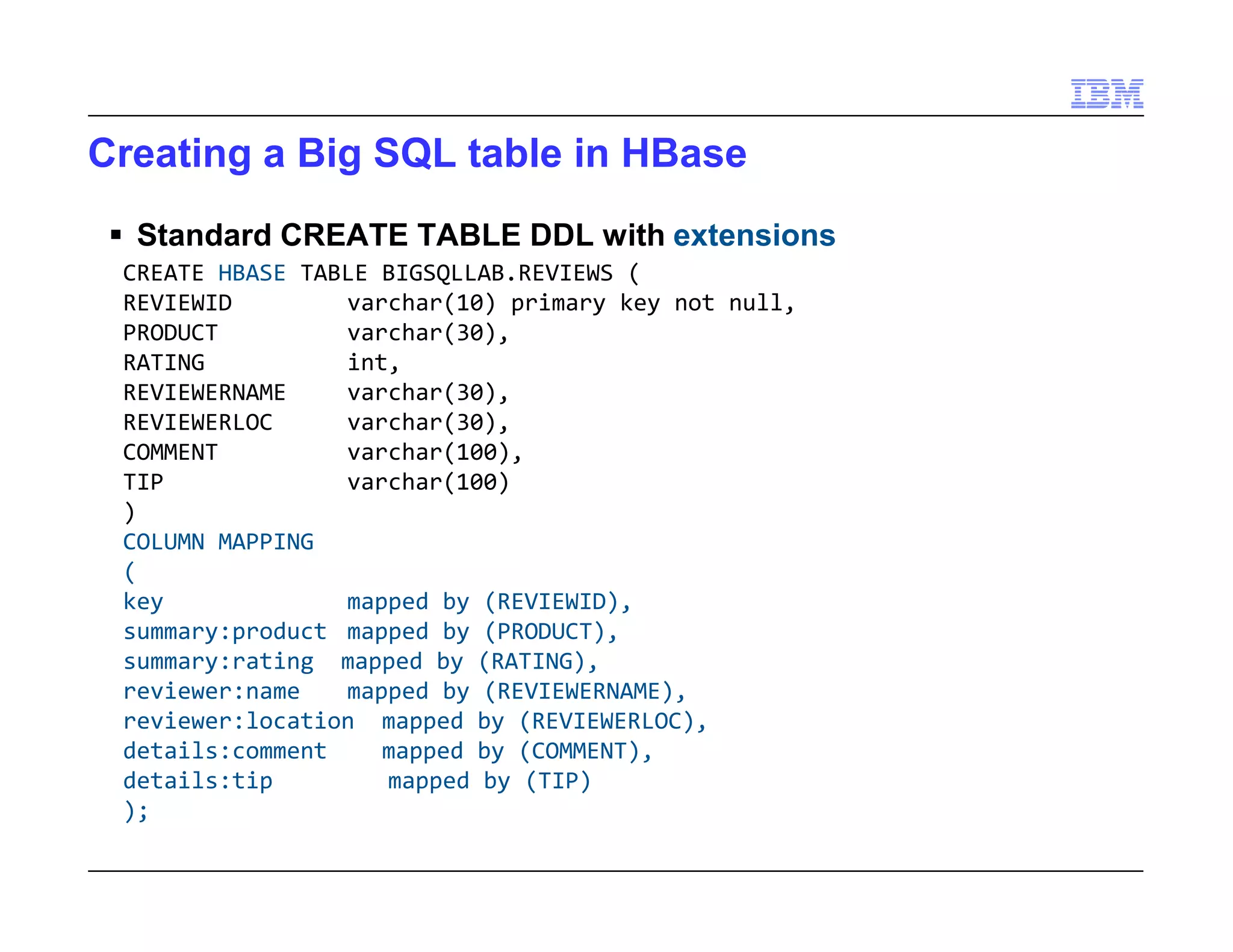 Big Data: Big SQL and HBase | PDF