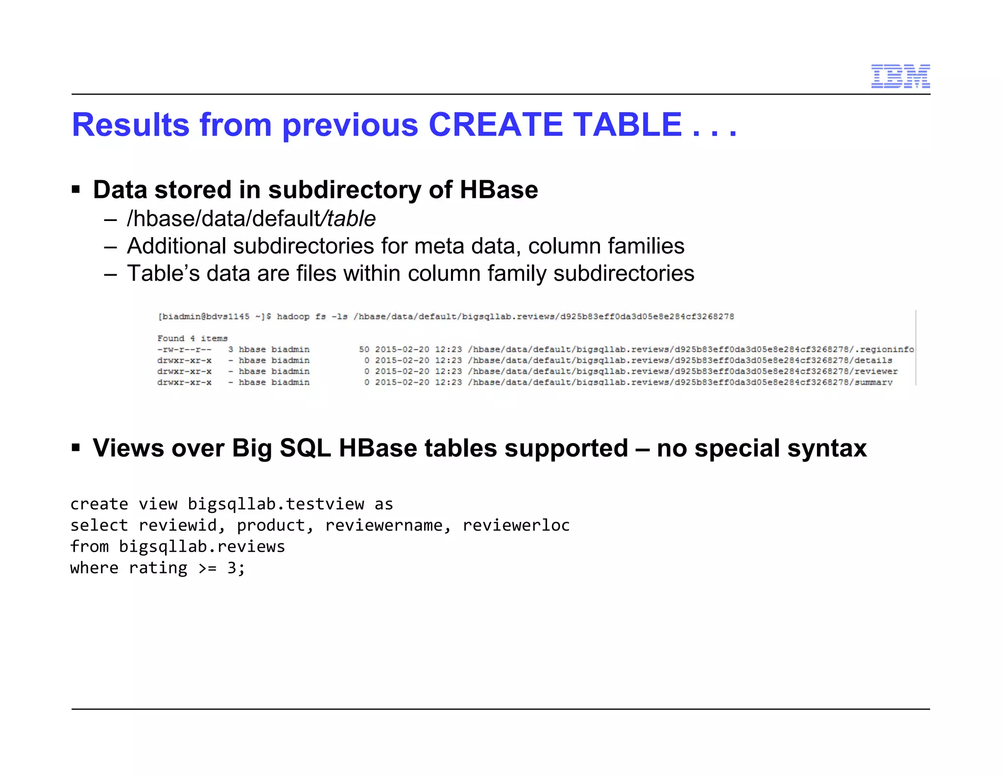 Big Data: Big SQL and HBase | PDF