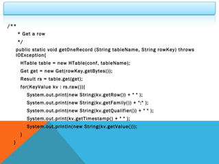 H base development | PPT | Databases | Computer Software and Applications