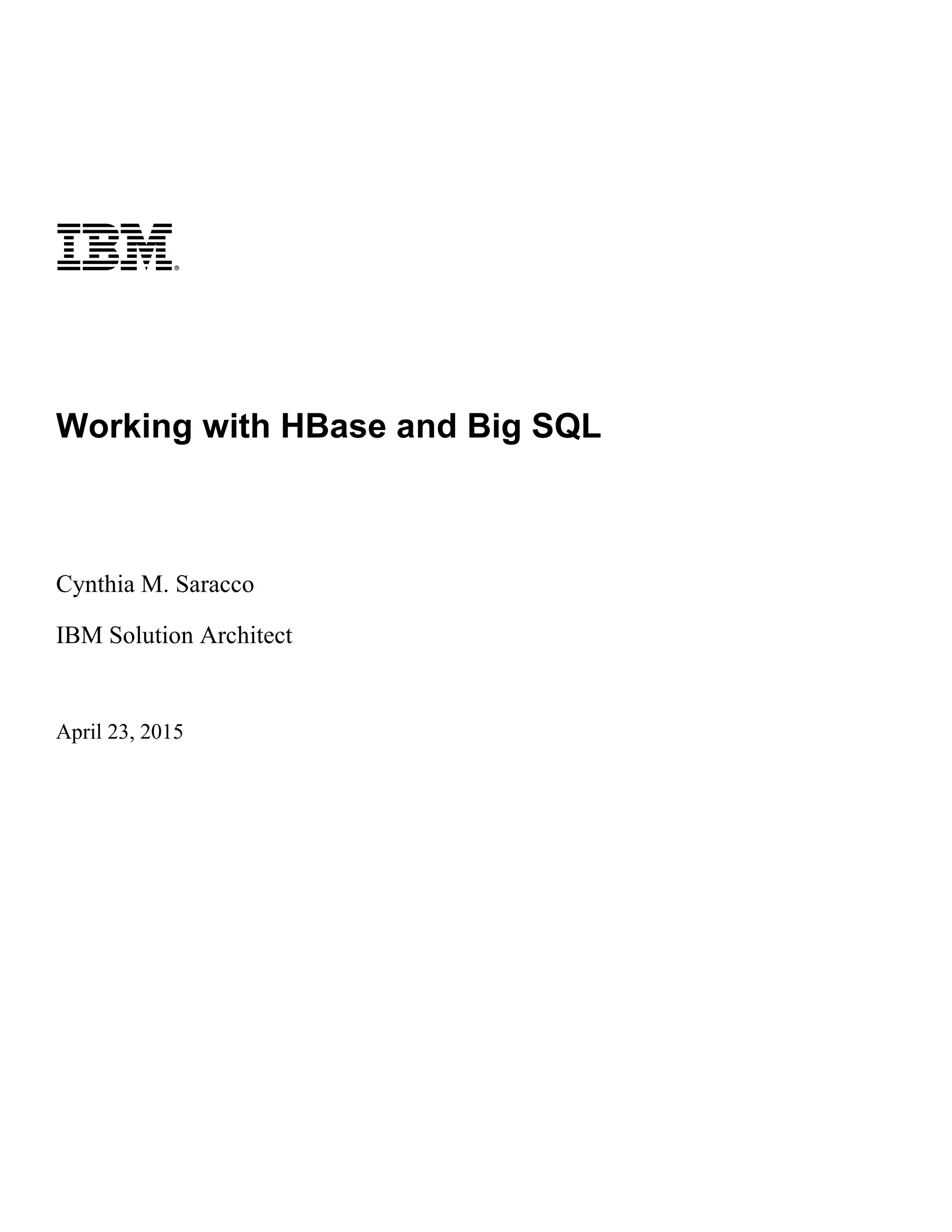 Big Data: HBase and Big SQL self-study lab | PDF | Databases | Computer Software and Applications