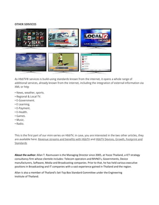 HbbTV - Hybrid Broadcast Broadband TV introduction | PDF