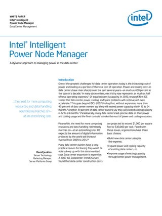 Intel Node Manager Intro | PDF