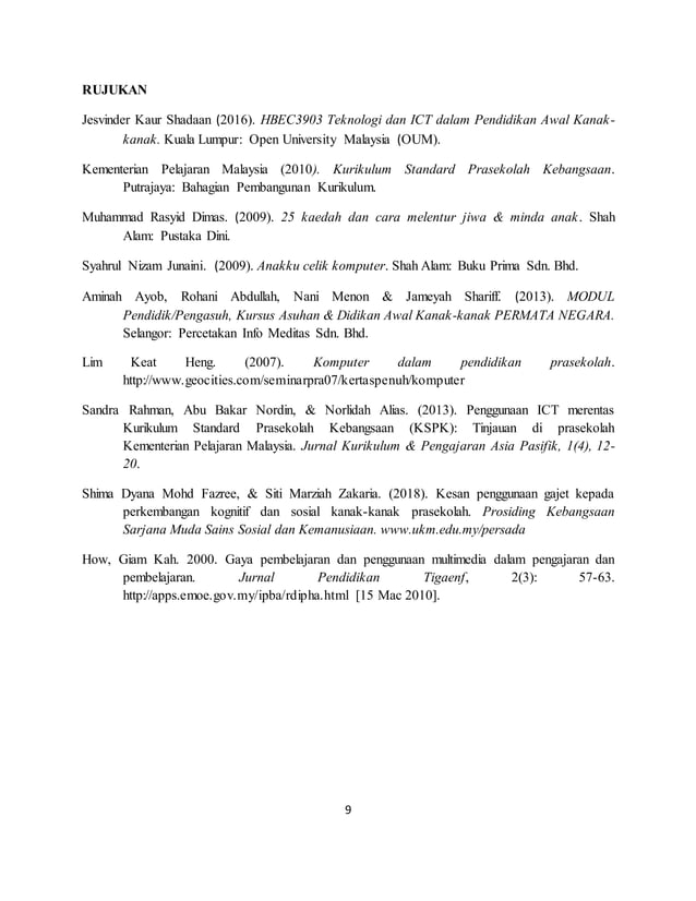 Hbec3903 teknologi dan ict dalam pendidikan awal kanak kanak | DOC