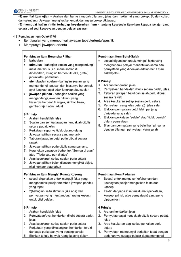 Hbef3203 pengukuran-dan-penilaian-dalam-pendidikan | DOC