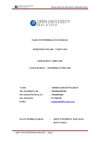 Hbef 3503 aktiviti 1 zaidi copy | PDF