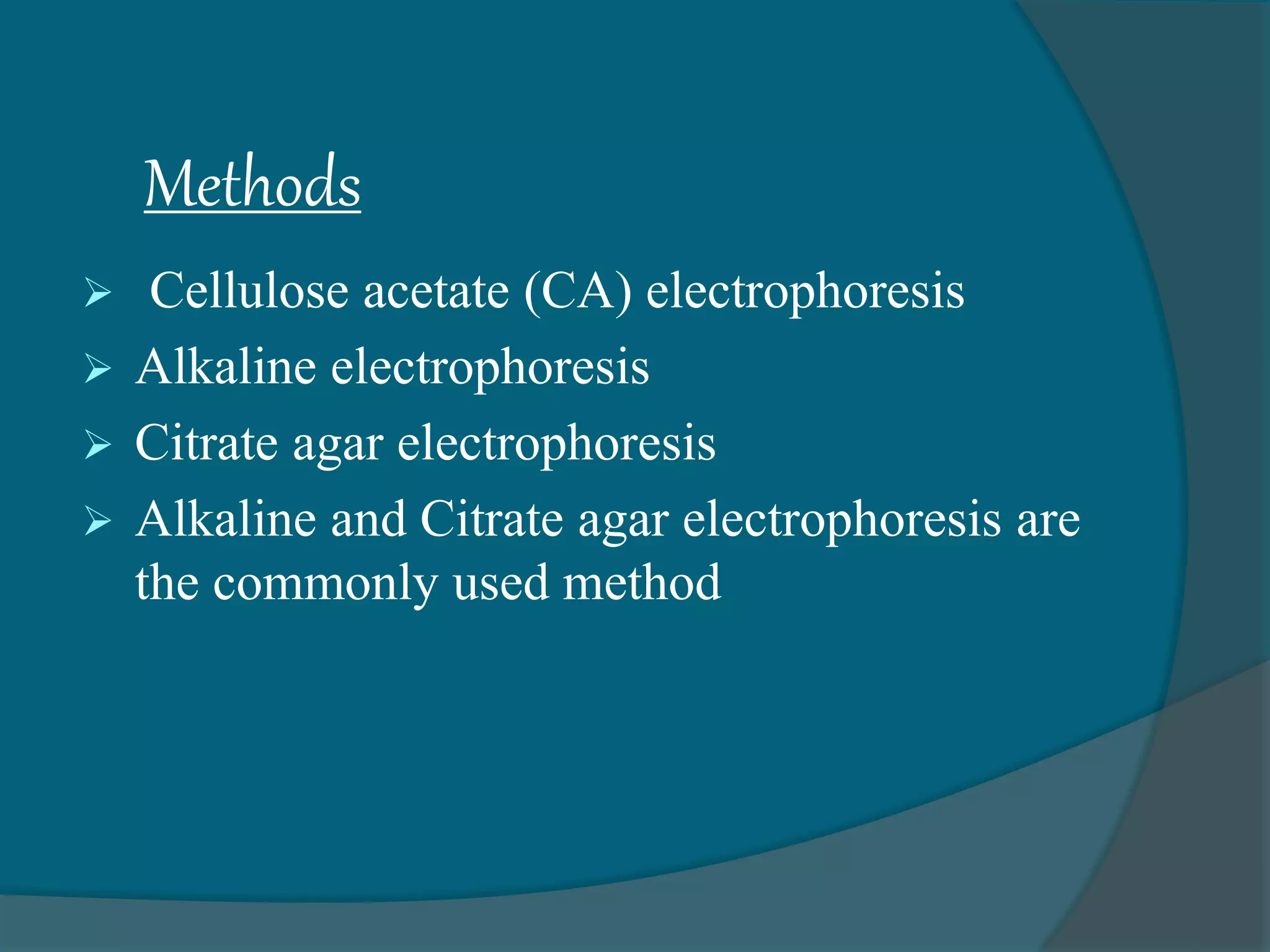 Hb electrophoresis (principle materials and procedure) | PPTX