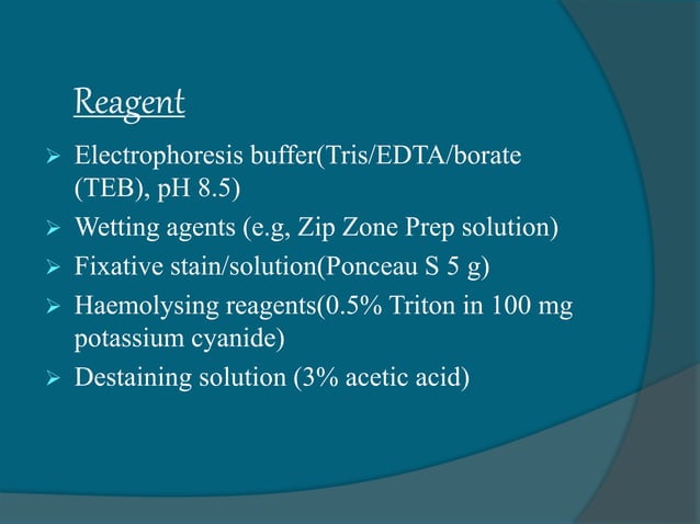 Hb electrophoresis (principle materials and procedure) | PPTX