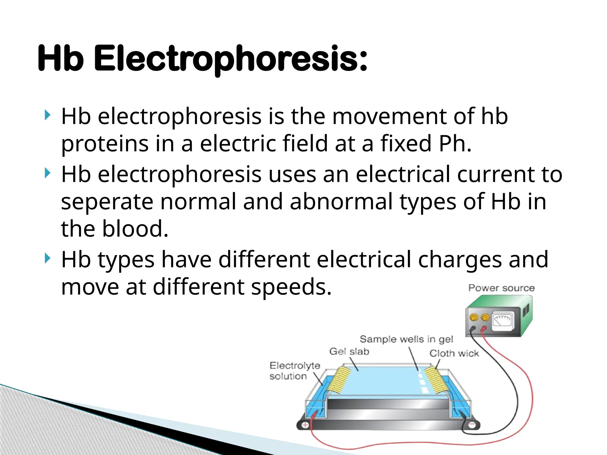 Hb electrophoresis and its types, principle , procedure | PPTX