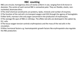 Hb estimation and rbc count | PPT