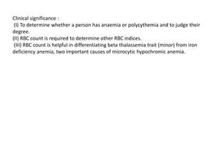 Hb estimation and rbc count | PPT