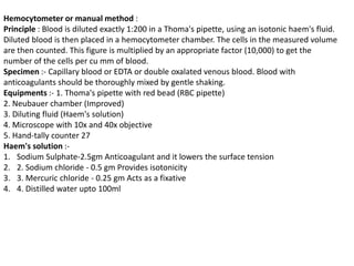 Hb estimation and rbc count | PPT