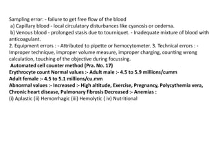 Hb estimation and rbc count | PPT