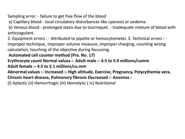 Hb estimation and rbc count | PPT