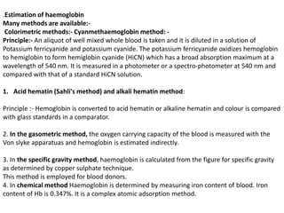 Hb estimation and rbc count | PPT