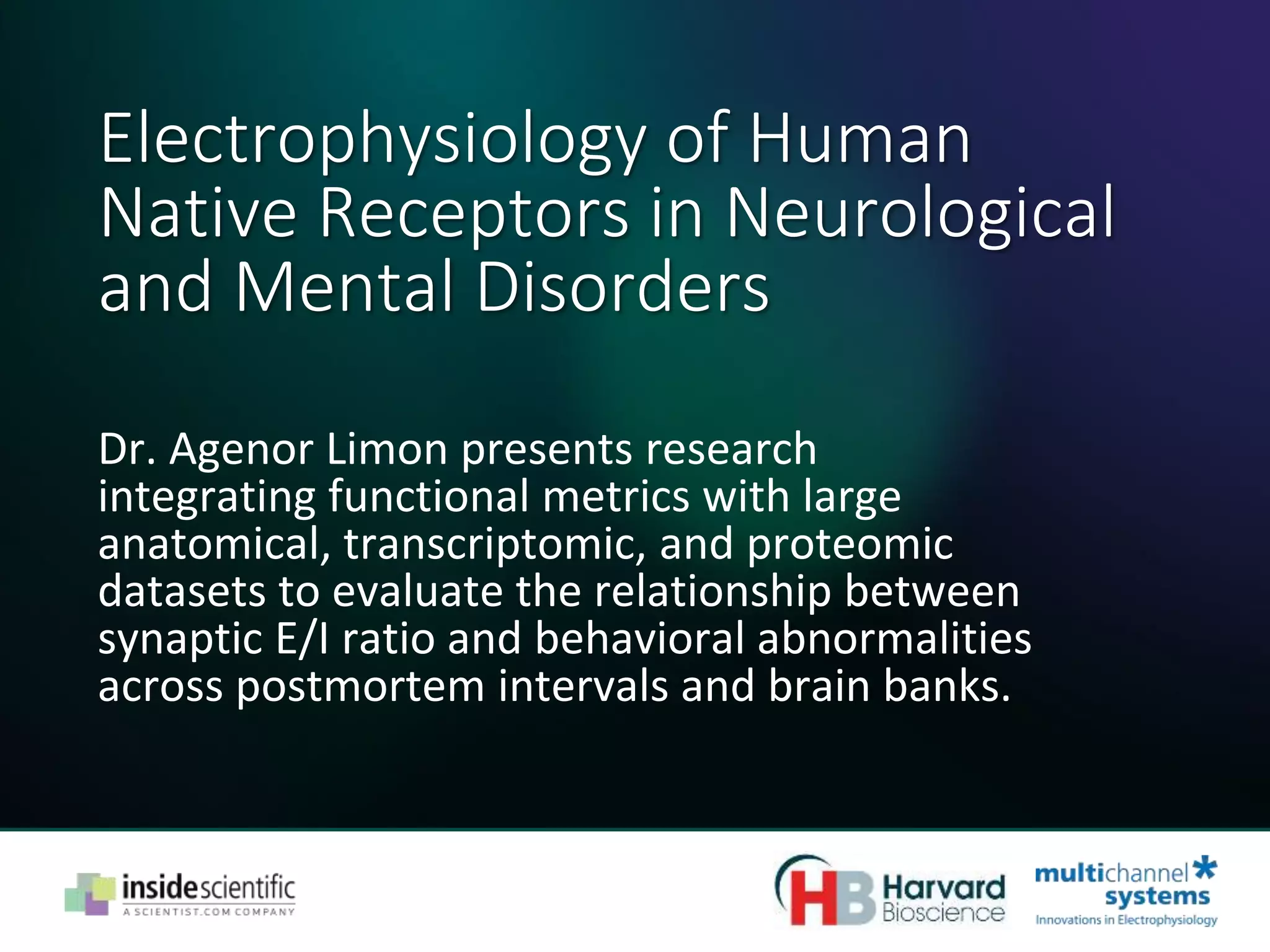 Electrophysiology of Human Native Receptors in Neurological and Mental ...