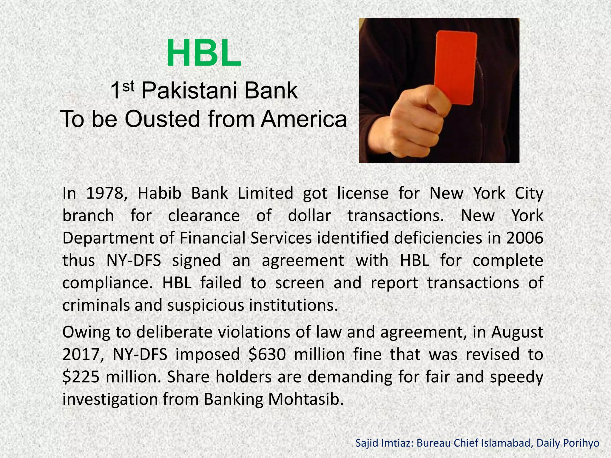 HBL Ousted from America | PPT
