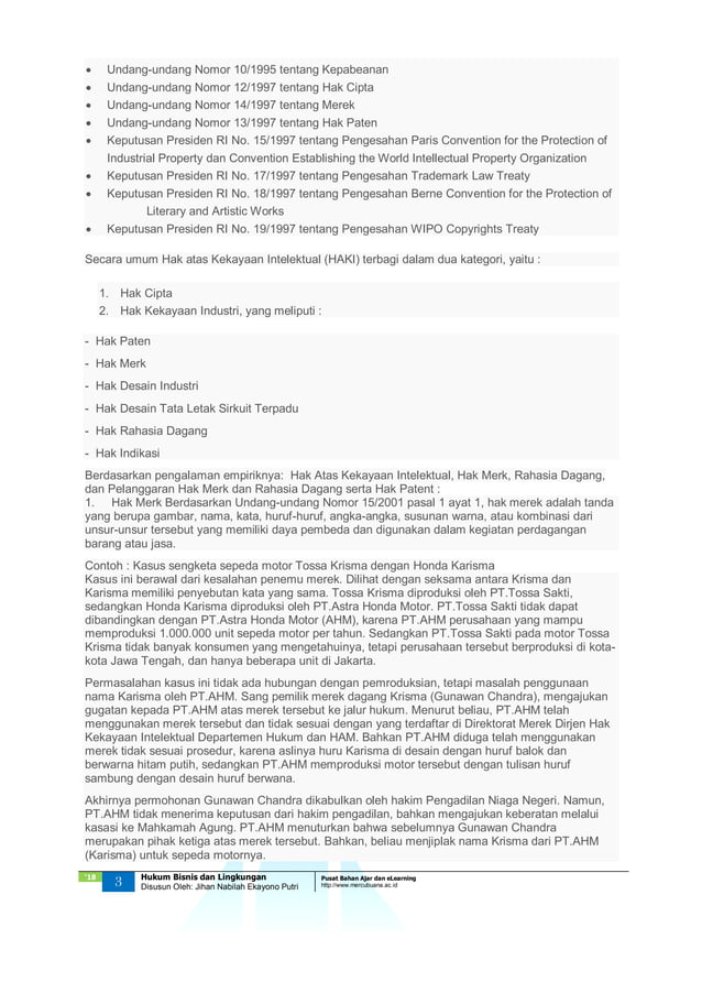 Hbl 13,mei ika, hapzi ali, hak atas kekayaan intelektual, mercubuana | PDF