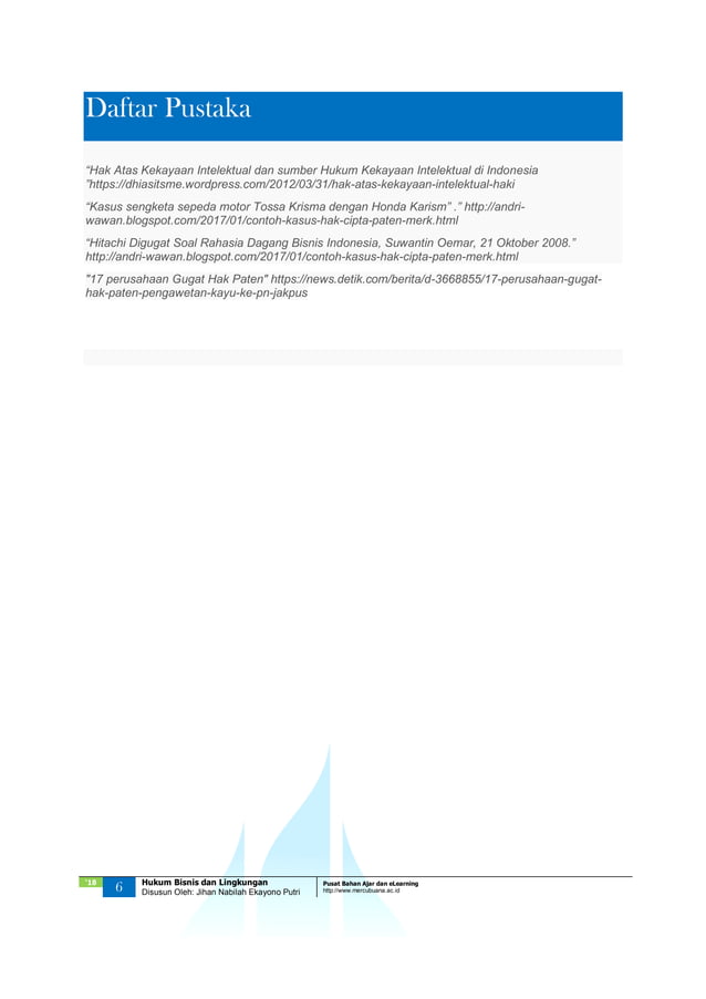 Hbl 13,mei ika, hapzi ali, hak atas kekayaan intelektual, mercubuana | PDF