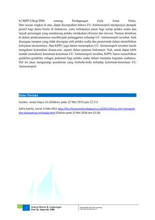 Hbl,anindia putri,hapzi ali, anti monopoli dan persaingan bisnis tidak sehat, universitas mercu ...