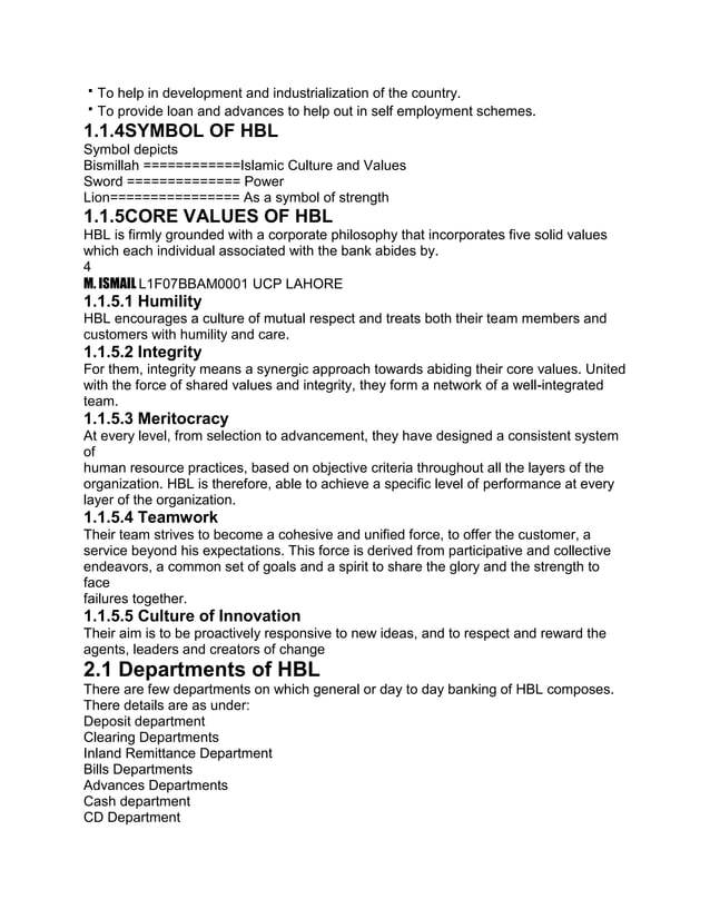 Hbl pakistan | DOCX | Business Banking & Finance | Business