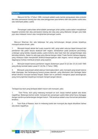 Hbl, syifa ramadhanti, hapzi ali, anti monopoli dan persaingan bisnis tidak sehat, universitas ...