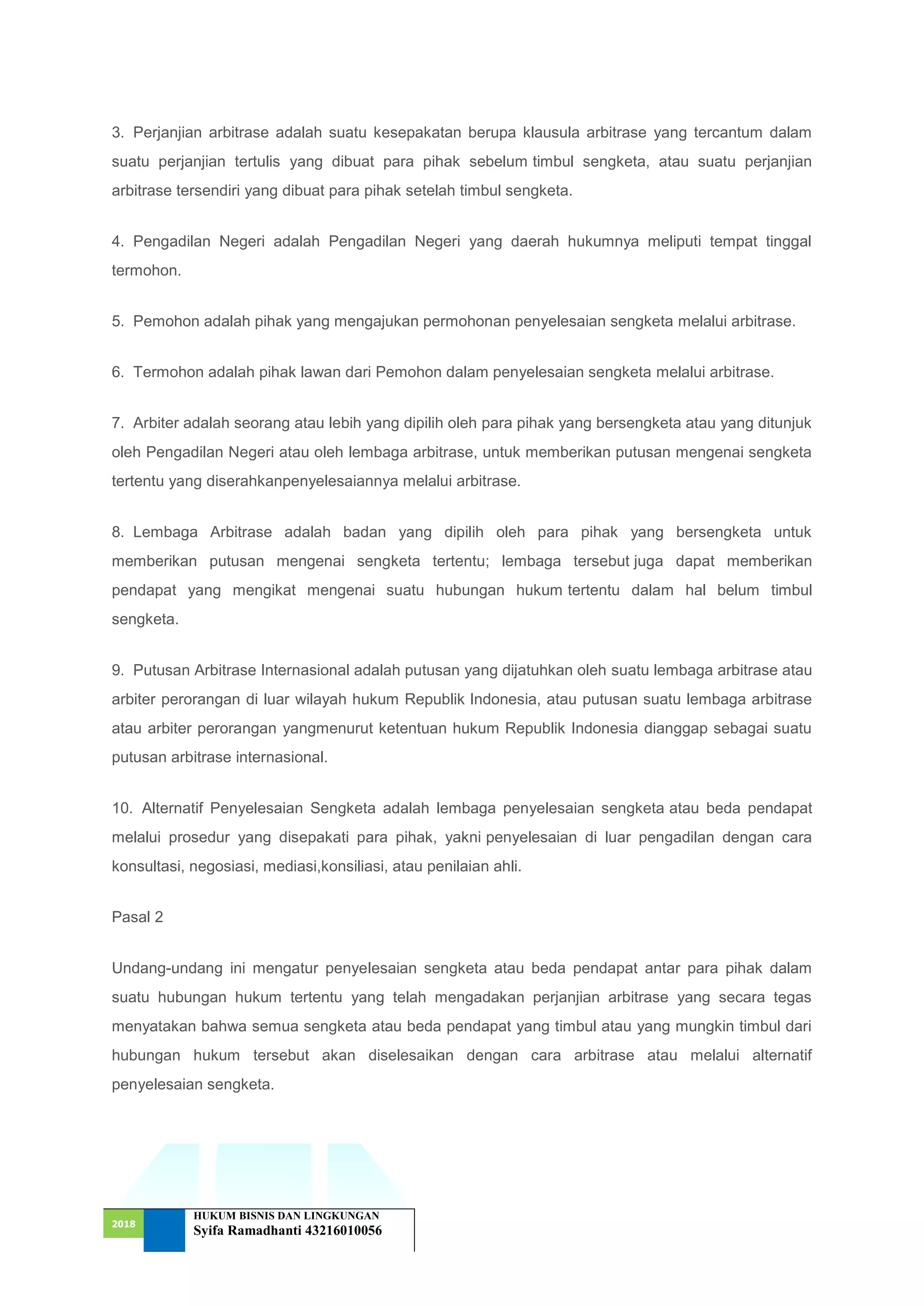 Hbl, syifa ramadhanti, hapzi ali, resolusi sengketa, universitas mercu buana, 2018 | PDF