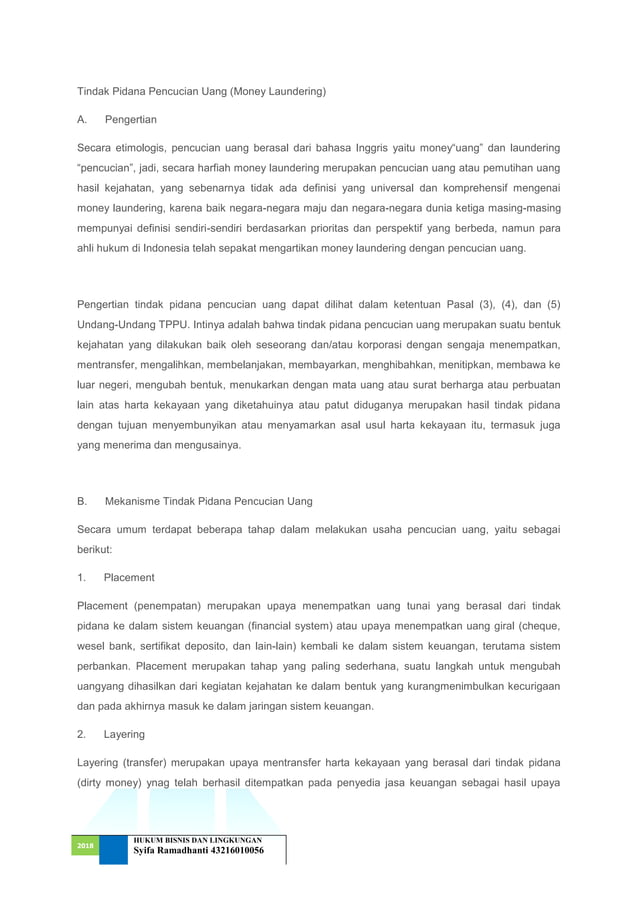 Hbl, syifa ramadhanti, hapzi ali, tindak pencucian uang, universitas mercu buana, 2018