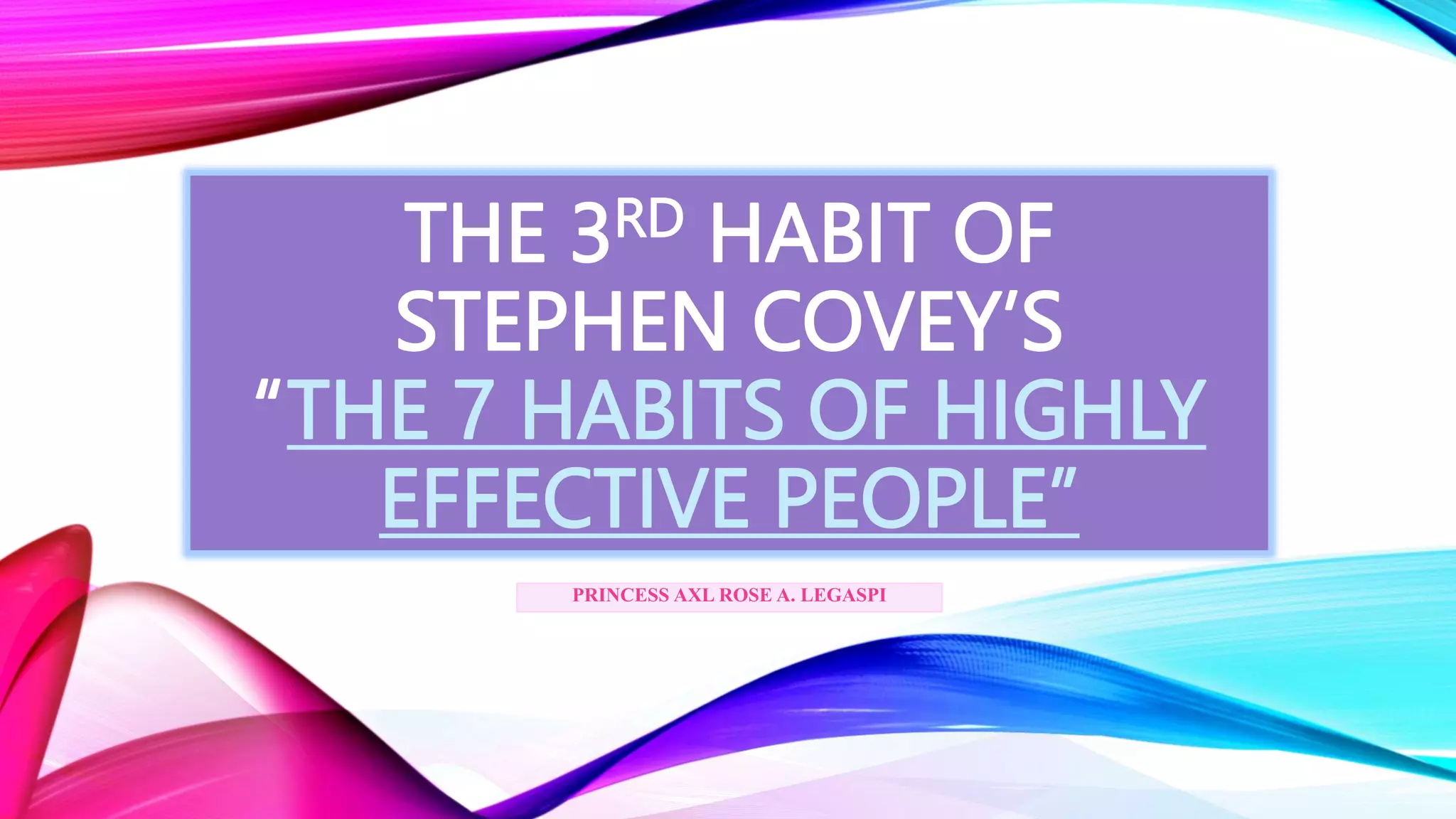 3RD HABIT OF HIGHLY EFFECTIVE PEOPLE BY STEPHEN COVEY | PPTX
