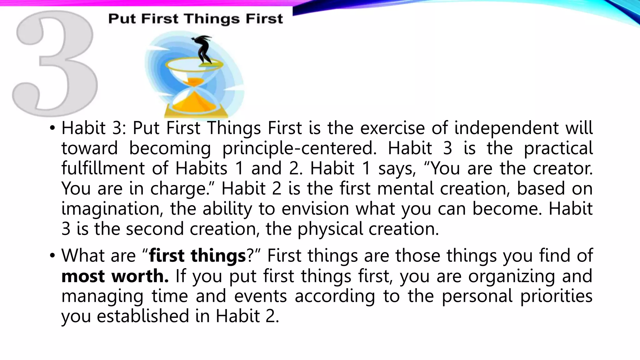 3RD HABIT OF HIGHLY EFFECTIVE PEOPLE BY STEPHEN COVEY | PPTX