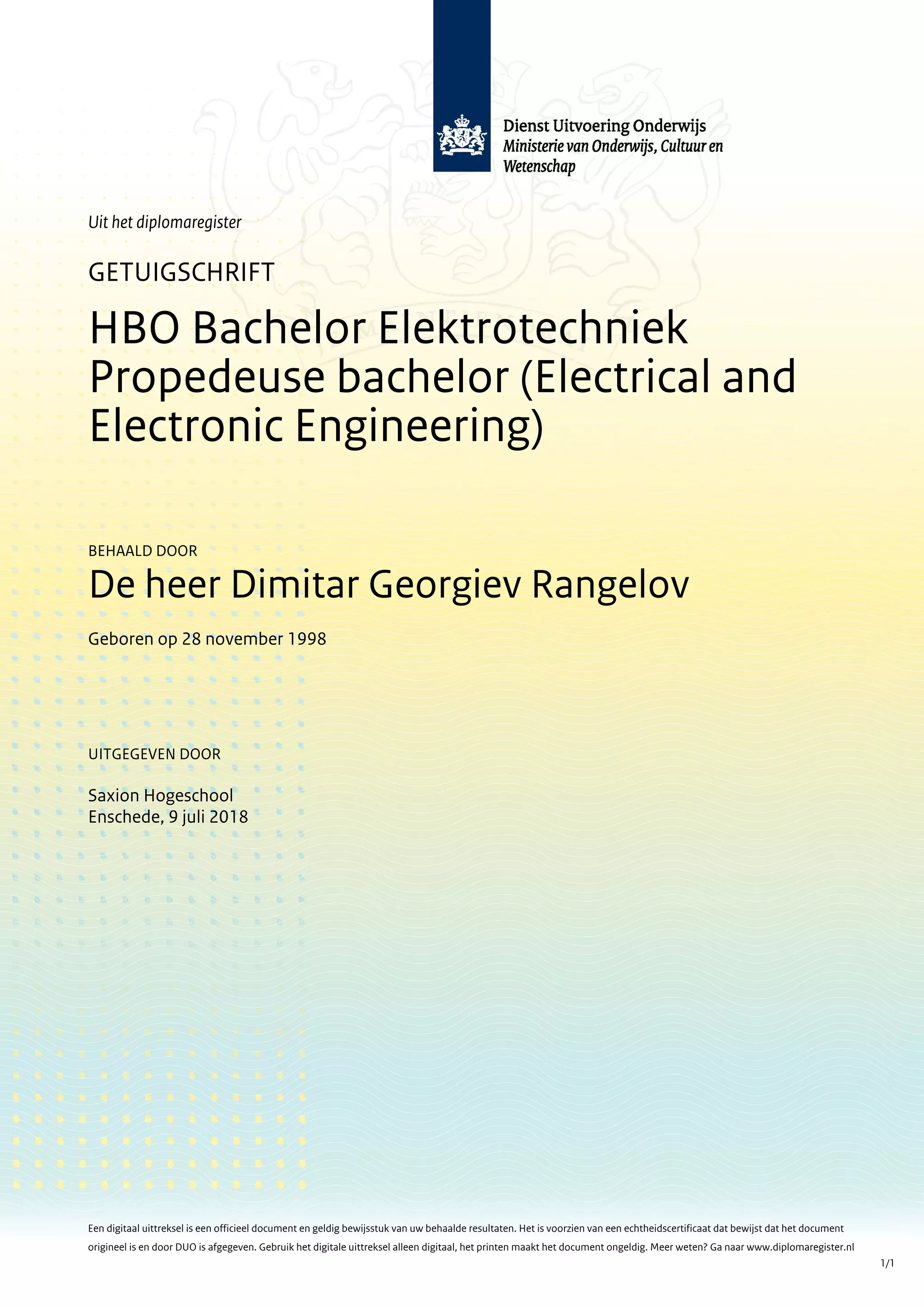 Hbo bachelor elektrotechniek propedeuse bachelor (electrical and electronic engineering) | PDF