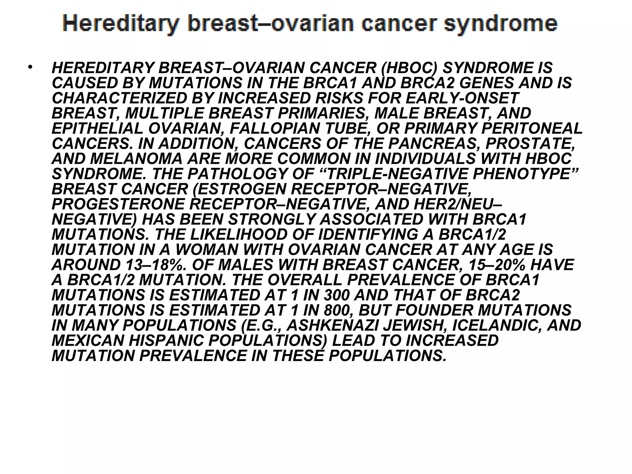 HEREDITARY BREAST and OVARY CANCER [HBOC] SYNDROME, Dr BUI DAC CHI. | PPT