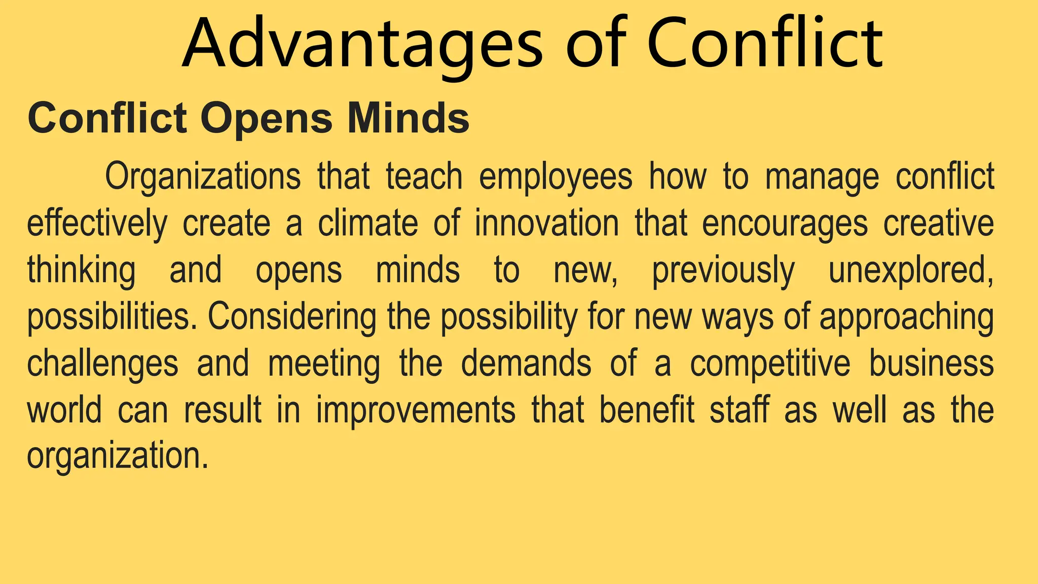 Advantages and disadvantages of conflicts | PPTX